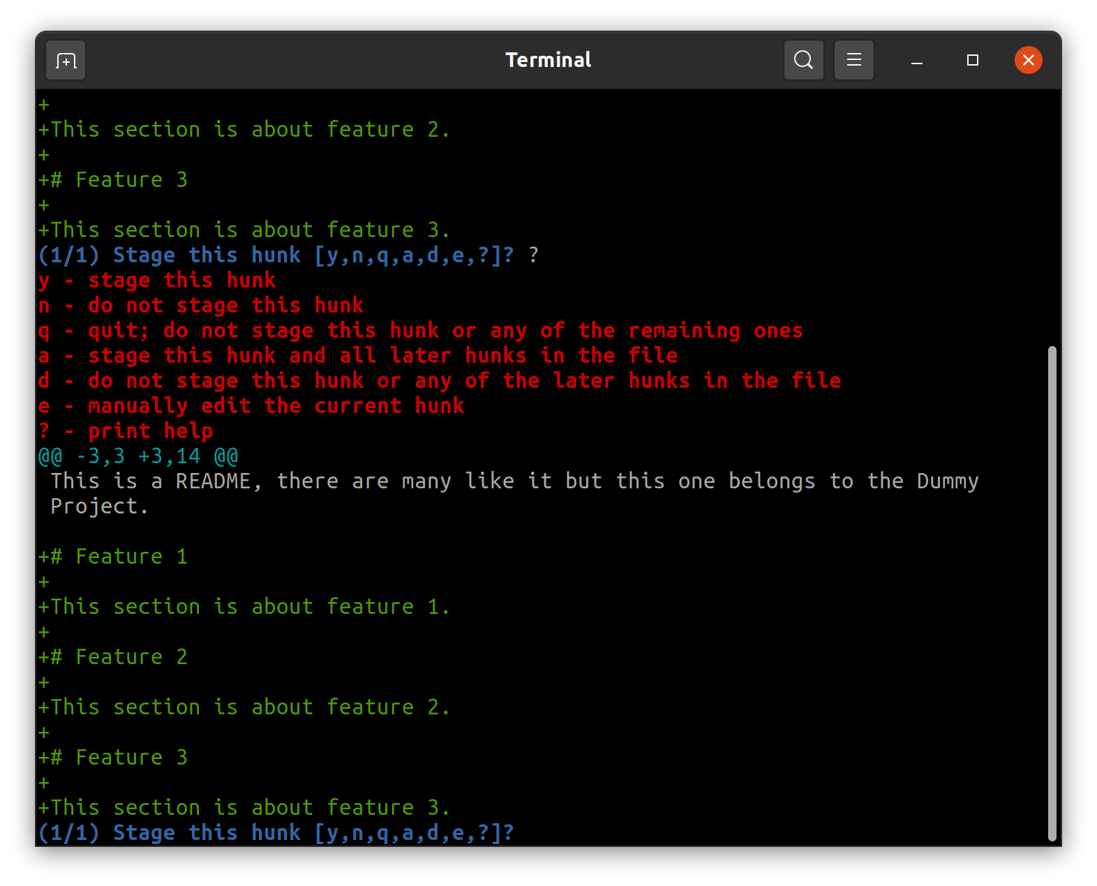 Committing parts of your changes via the git command-line interface ... Committing parts of your changes via the git command-line interface ...