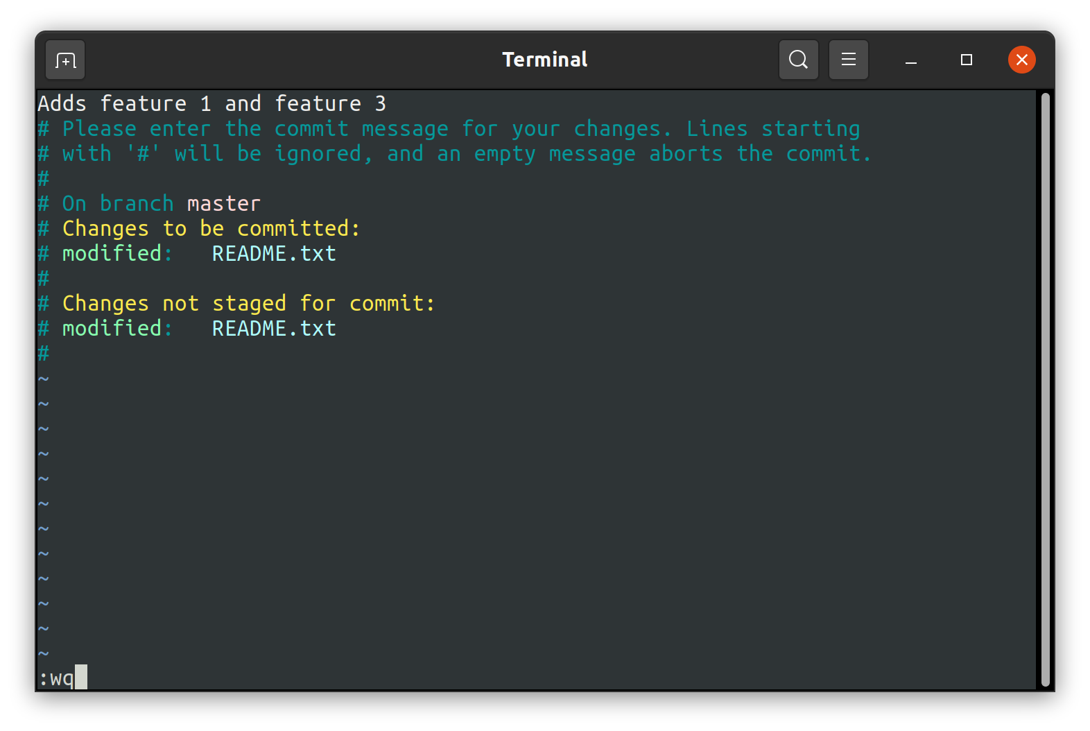 Committing parts of your changes via the git command-line interface ...